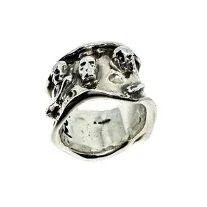TG-JEWELLERY BY TAMARA GERVASIO Sterling Silver 925 Skull Face Ring - Silver/black