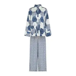LILY AND LIONEL Evie Aster Patchwork Pyjama Set - Blue