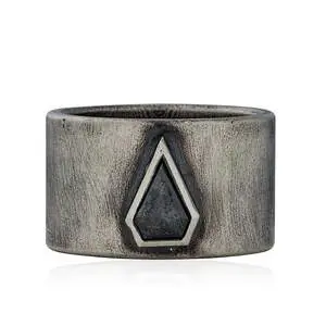 CARTOGRAPHY True North Sterling Silver Cigar Band With Diamond - Grey/black/silver