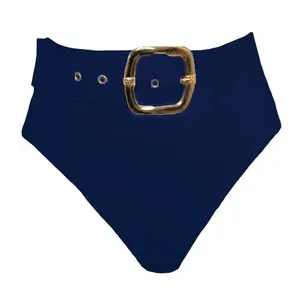 LULA-RU Carrie High-waisted Bottom With Belt - Blue