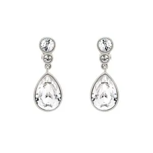 EMMA HOLLAND JEWELLERY Platinum Plated Crystal Drop Clip-on Earrings - Silver