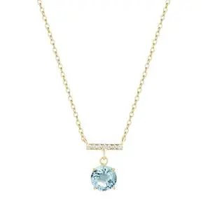 KAMARIA Birthstone Solitaire & Crystal Bar Necklace - Blue