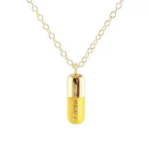 Kris Nations Chill Pill Enamel Pendant Necklace - Yellow