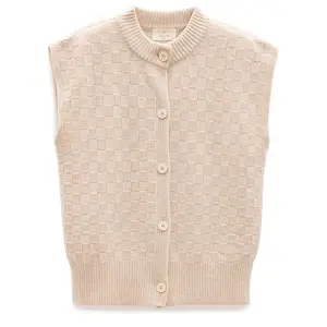 PERALUNA Yvette Buttoned Knit Vest - Beige