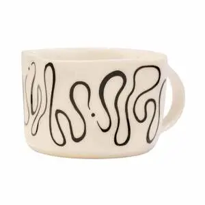 Lali Design Studio Black / White Handmade Porcelain Mug With Black Flow Pattern - Black/white