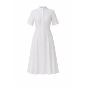 IZABELA MANDOIU Linen Midi Dress With Lace Trim - White