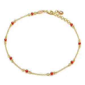 UNALOE Vermeil Necklace With Natural Red Coral Pendant - Silver/red