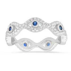 KYLIE HARPER Sterling Diamond Cz Evil Eye Eternity Band Ring - Silver