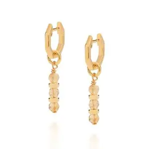 NELLOU JEWELLERY Gold Plated Sterling Silver Citrine Huggie Earrings - Gold/yellow