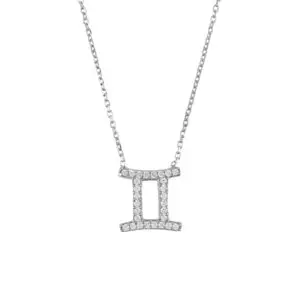 LATELITA Zodiac Star Sign Gemini Pendant Necklace - Silver