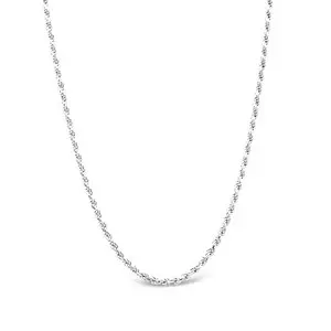 LUTIRO Diamond Cut Rope Chain Necklace - Silver