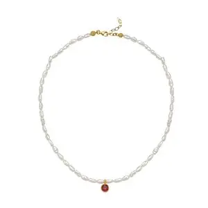 LINYA JEWELLERY Cosmic Pearl Zodiac Necklace - Orange