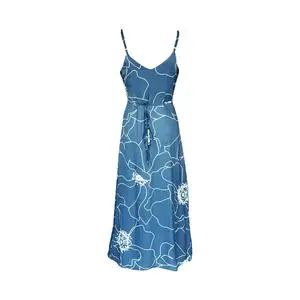Haris Cotton Printed Satin Wrap Maxi Dress With Straps