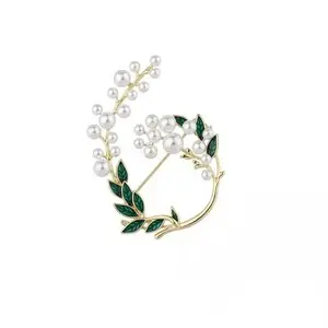 ANGEL BAROCCO Pearl Leaf Brooch - Green