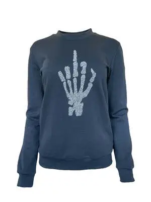 ANY OLD IRON Beaded Skull Finger Sweatshirt