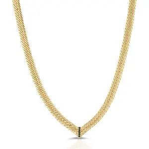 GLAMROCKS JEWELRY Cz Chevron Herringbone Necklace - Gold