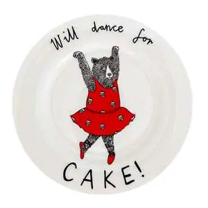 JIMBOBART Will Dance For Cake Side Plate - White