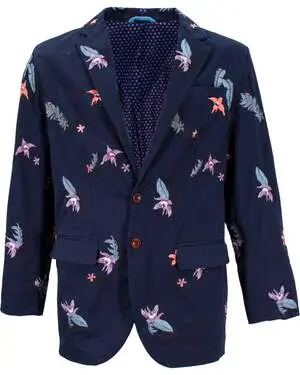 LORDS OF HARLECH Julius Embroidered Floral Blazer - Blue