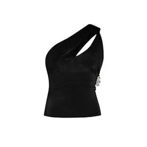 KHELA THE LABEL Exit Strategy One-shoulder Beaded Top