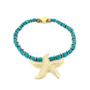 EBRU JEWELRY Charm Beaded Anklet - Gold/blue