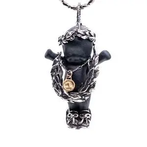 GEM KINGDOM Happy Baby Olympia Pendant - Black/silver
