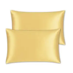 HI SILK Mulberry Silk Housewife Pillowcase Set Of Two Twenty Five Momme - Gold