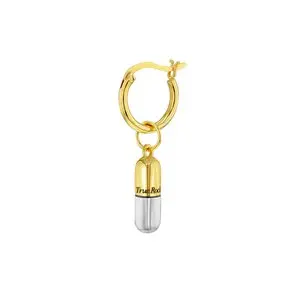 TRUE ROCKS Gold-plated & Sterling Silver Mini Pill Charm Hoop Earring - Gold/silver