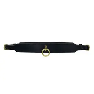 HAUTE CUIR Skinny Leather Belt With Ring Detail - Black