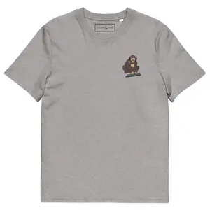 ANCHOR & CREW Heather D J Monkey Organic Cotton Embroidered T-shirt - Grey