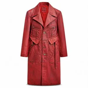 ZASTASTUDIO Planet Leather Long Coat - Red