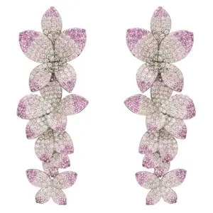 LATELITA Silver Cherry Blossom Drop Earrings - Pink/silver/white
