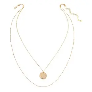 HEATHER HAWKINS Draped Hand Hammered Coin Layered Necklace - Gold