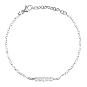 KIRI & BELLE Eliana Pearl Bar Sterling Bracelet - Silver
