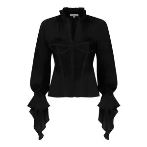 CAVANAGH BAKER Corset Button-down Raglan Long Sleeve Blouse