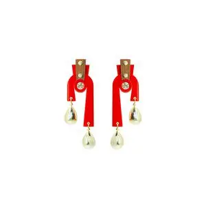 GISSA BICALHO Handmade Acrylic Deco Earrings - Red