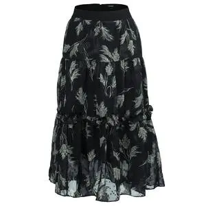 SMART AND JOY Feather Print Chiffon Maxi Skirt