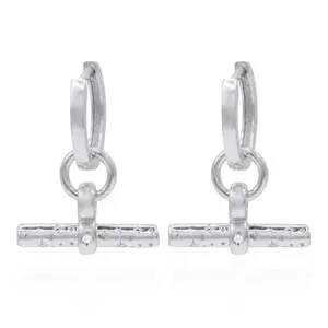 LUNA CHARLES Cassia T-bar Huggie Earrings With Star Motif - Silver
