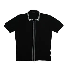 EIGHT X Contour Short Sleeve Two Way Zip Knit Shirt - Black