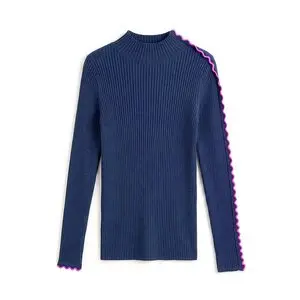 ARTO. Two Tone Ribbed Mock Neck Top