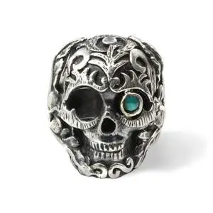THE JEWELLERY STORE LONDON Sterling Silver Skull Ring With Turquoise - Silver/blue