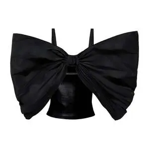 LONDON ATELIER BYPRODUCT Duchess Satin Bow Two-piece Top - Black