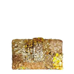 SIMITRI Garnet Embellished Clutch Gold