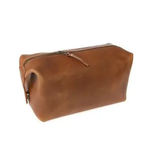 VIDA VIDA Deluxe Leather Wash Bag - Brown