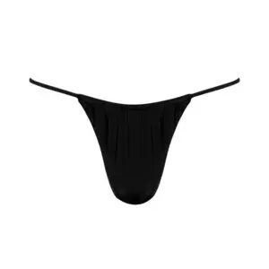 PLAYALUXE Capri Ruched String Bikini Bottom - Black
