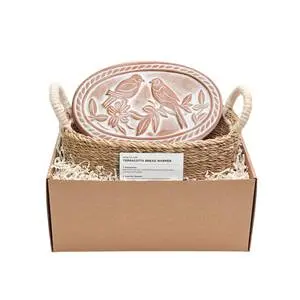 KORISSA Neutrals Bread Warmer & Basket Lovebirds Oval - Orange