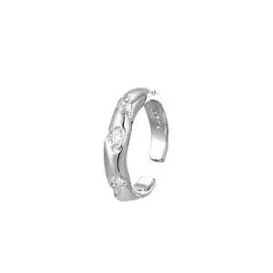 EVERY WAVE Meteorite Gemstone Sterling Band Ring - Silver