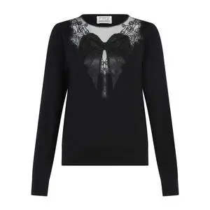 LISA THE LABEL Bow Appliqué Merino Wool Sweater