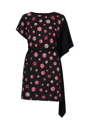 CONQUISTA Polka Dot Asymmetric Dress
