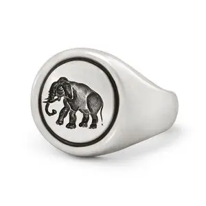 SNAKE BONES Elephant Signet Ring - Silver