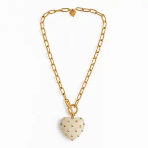 MICHAEL NASH JEWELRY Celestine Mother Of Pearl Heart Pendant Choker - White